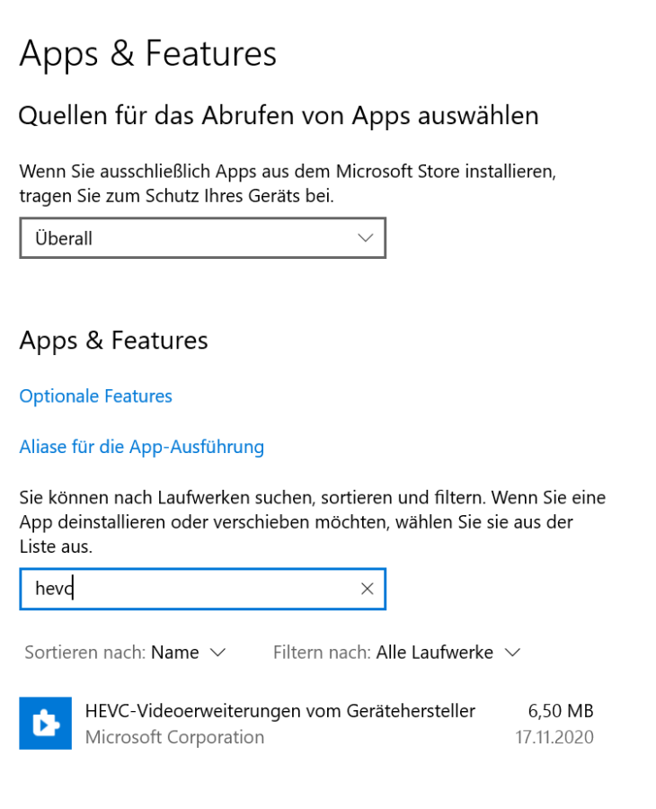 HEVC-Videoerweiterungen für Windows kostenlos installieren - Anleitung