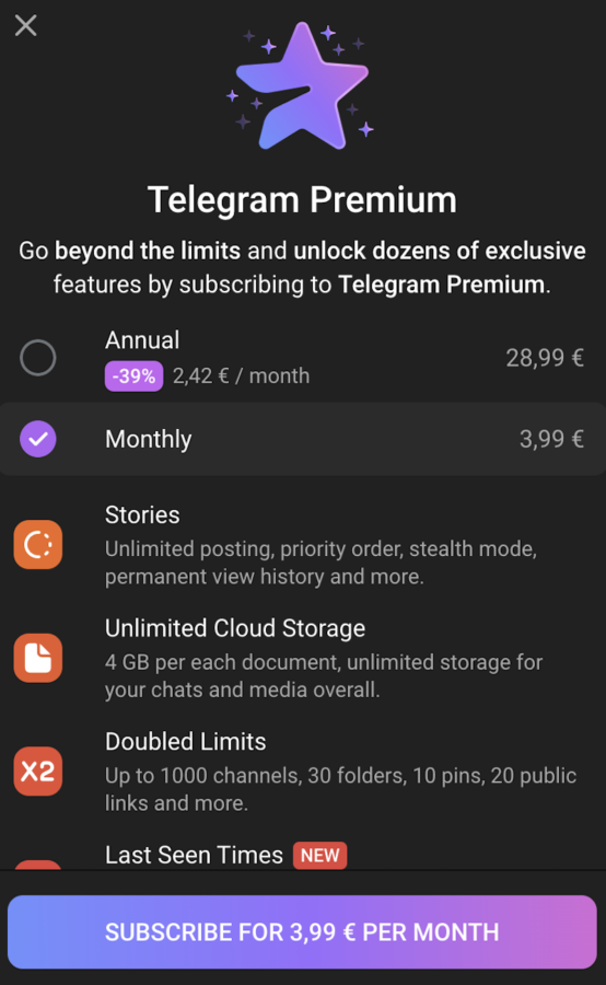 Telegram Premium in Deutschland - Preise & Features im Überblick